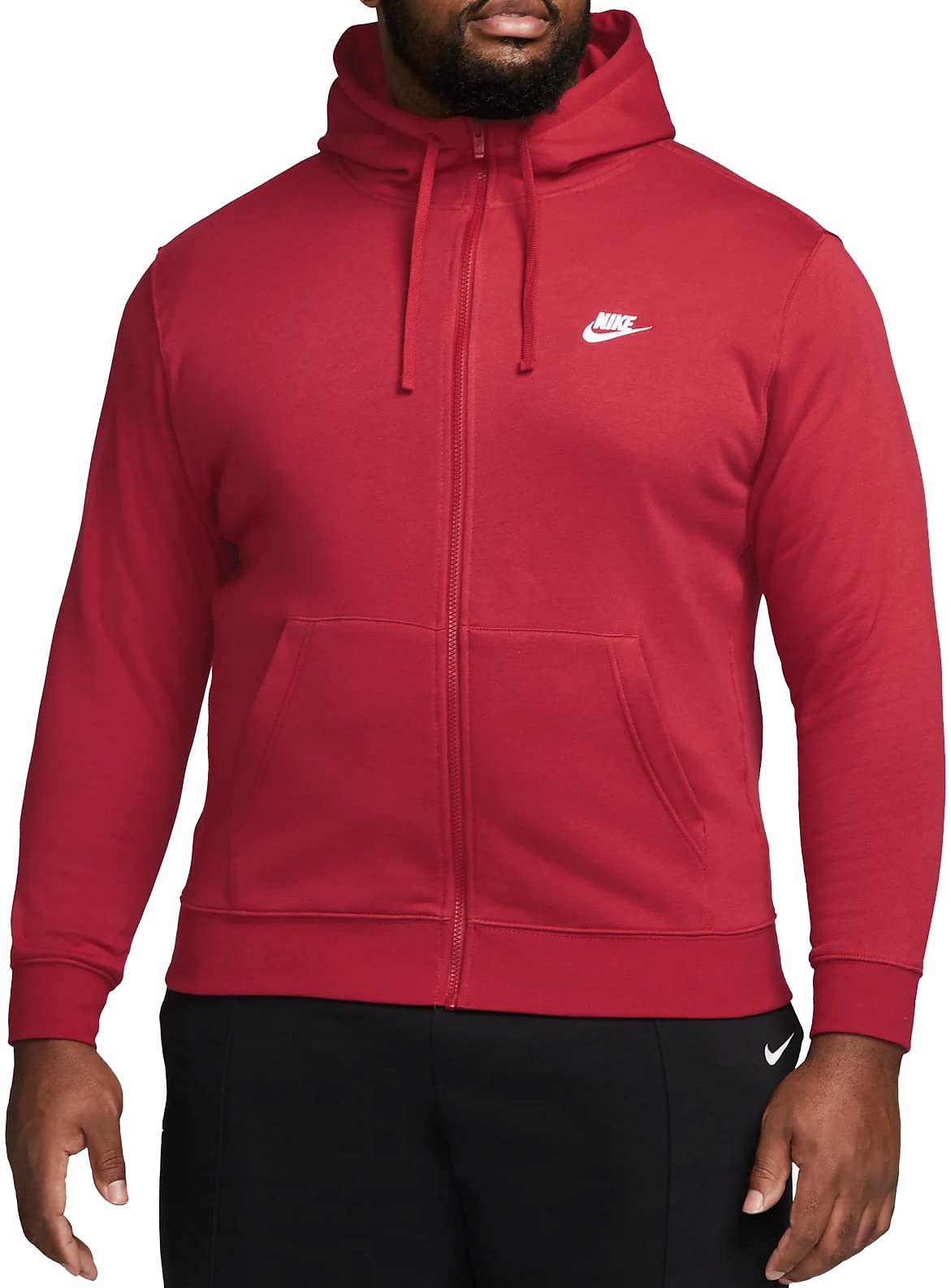 Nike "Sportswear Club Fleece Men's Full-Zip Hoodie (BV2645-690) Pomegranate, Size: Small