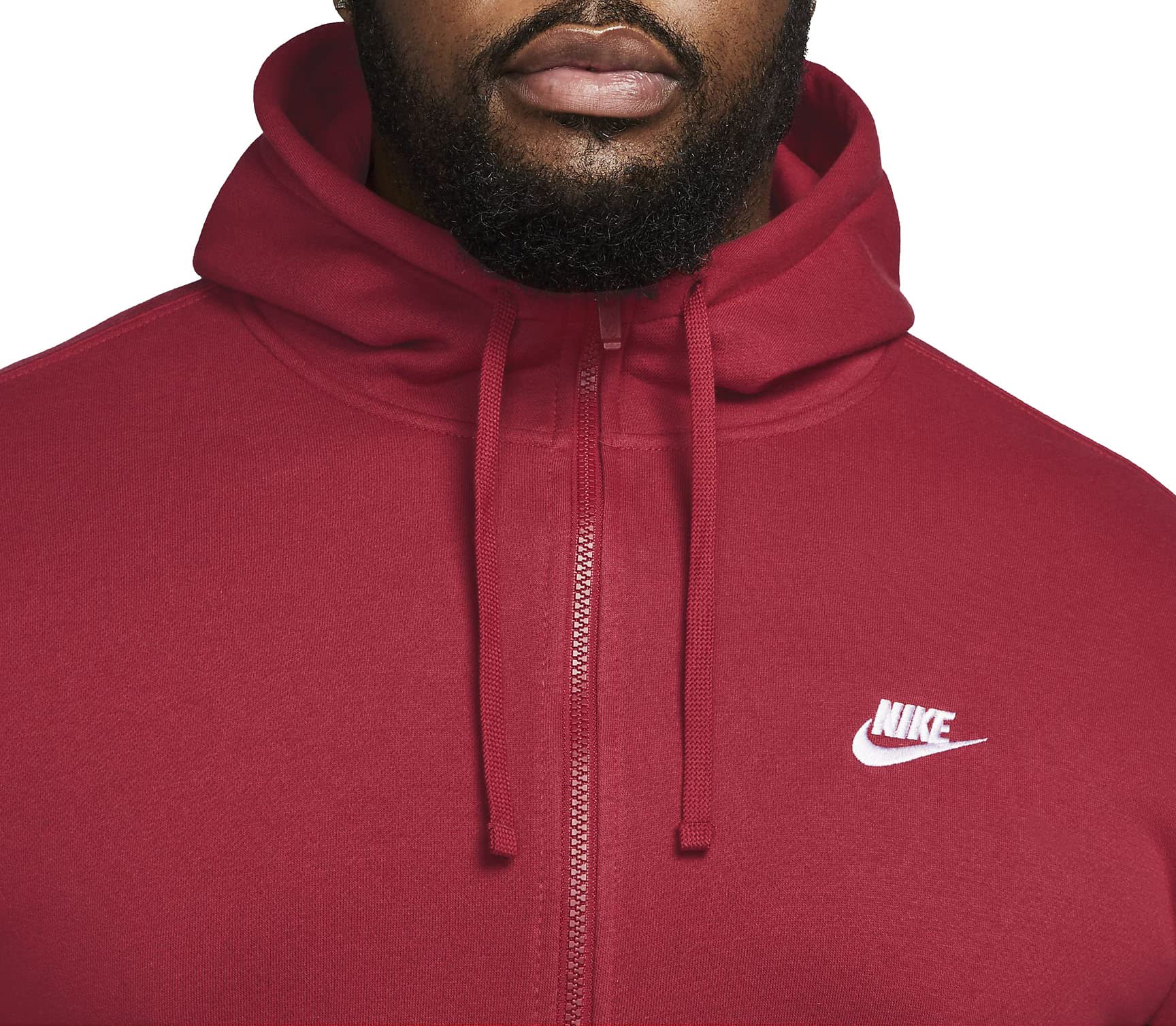 Nike "Sportswear Club Fleece Men's Full-Zip Hoodie (BV2645-690) Pomegranate, Size: Small
