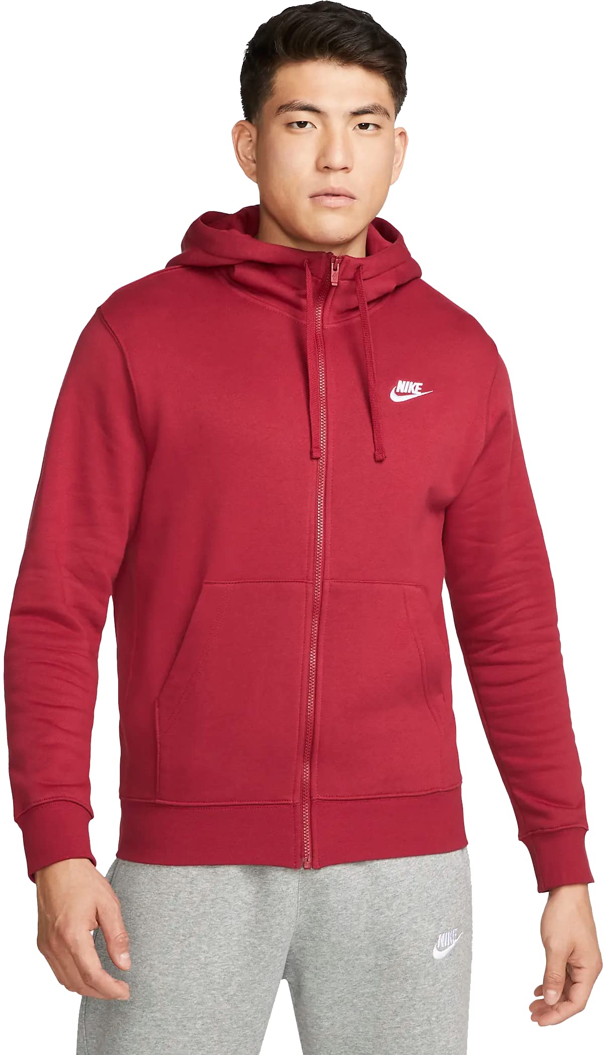 Nike "Sportswear Club Fleece Men's Full-Zip Hoodie (BV2645-690) Pomegranate, Size: Small