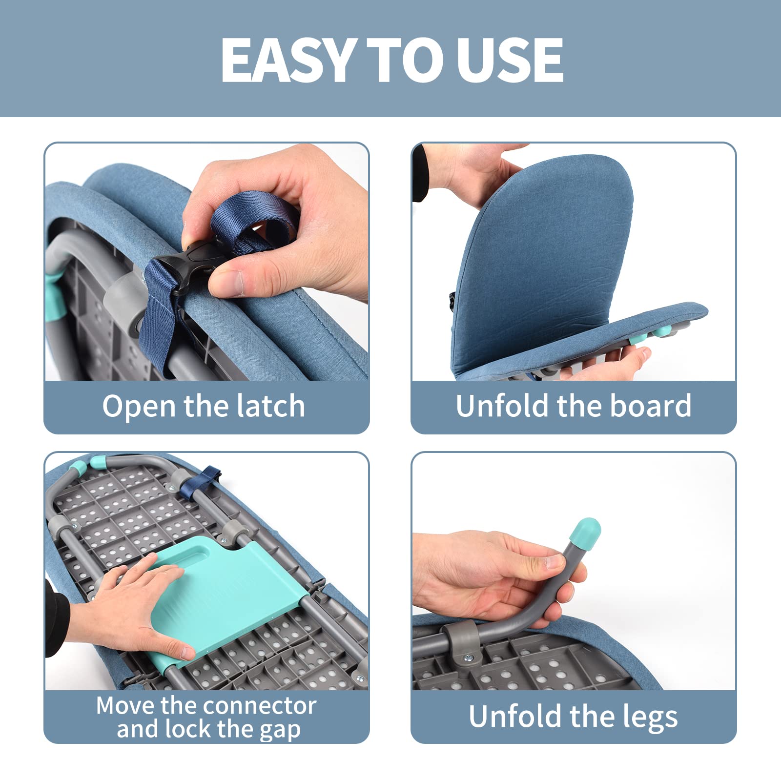 Foldable Ironing Board, Travel Ironing Board with Heat Resistant Ironing Board Cover, Easily Folds for Convenient Storage.