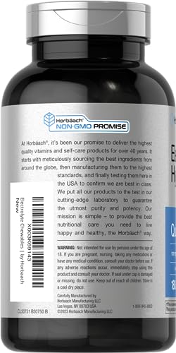 Horbäach Electrolyte Quick Chews | 180 Count | Fruit Punch Flavor | Vegetarian, Non-GMO & Gluten Free Hydration Supplement