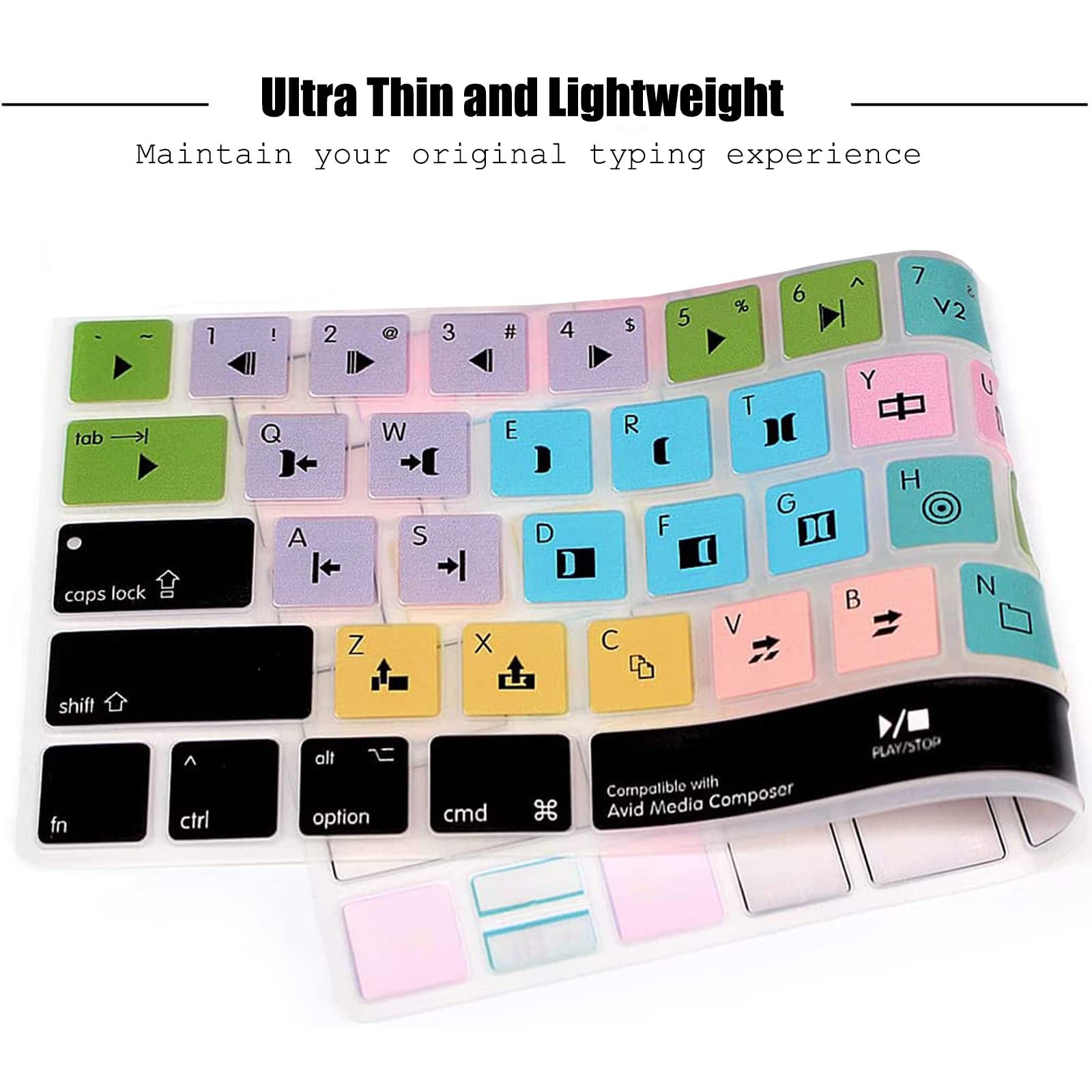 Avid Media Composer Shortcuts Keyboard Cover for MacBook Pro 13 M1 M2, Pro 14/16 M1 Pro/Max M2 Pro MacBook Pro 13 15 Touch Bar 2016-2024