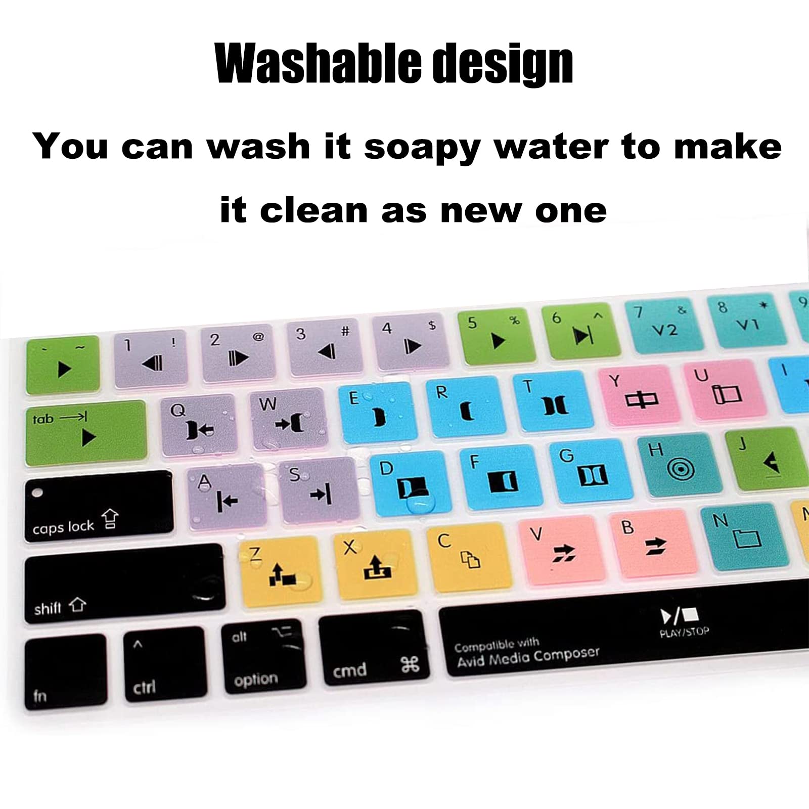 Avid Media Composer Shortcuts Keyboard Cover for MacBook Pro 13 M1 M2, Pro 14/16 M1 Pro/Max M2 Pro MacBook Pro 13 15 Touch Bar 2016-2024