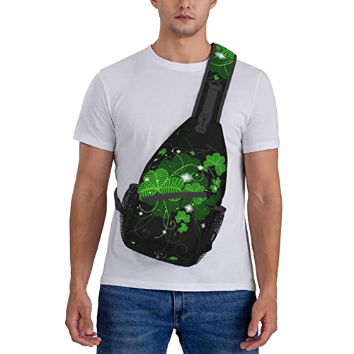 ROSIHODE St. Patrick's Day Cute Shamrocks Sling Backpack,Travel Hiking Daypack Clover Crossbody Shoulder Bag