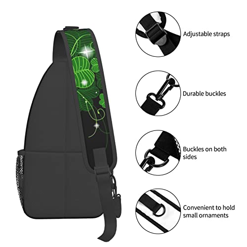 ROSIHODE St. Patrick's Day Cute Shamrocks Sling Backpack,Travel Hiking Daypack Clover Crossbody Shoulder Bag