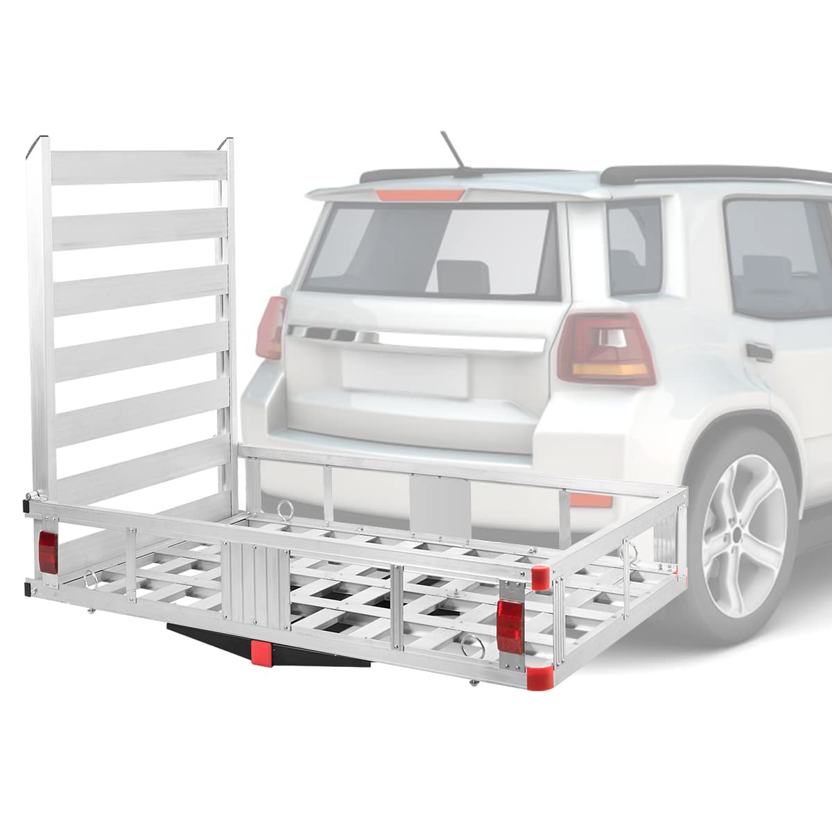 IRONMAX Aluminum Cargo Carrier with Ramp, 50’’ x 29.5’’ Hitch Mount Mobility Scooter Wheelchair Carrier, Tow Hitch Cargo Carrier for Car, Van, SUV, RV, 500 LBS Capacity