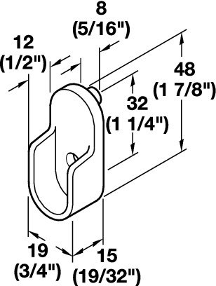 End Support for Oval Closet Rod - 5mm pins - Chrome