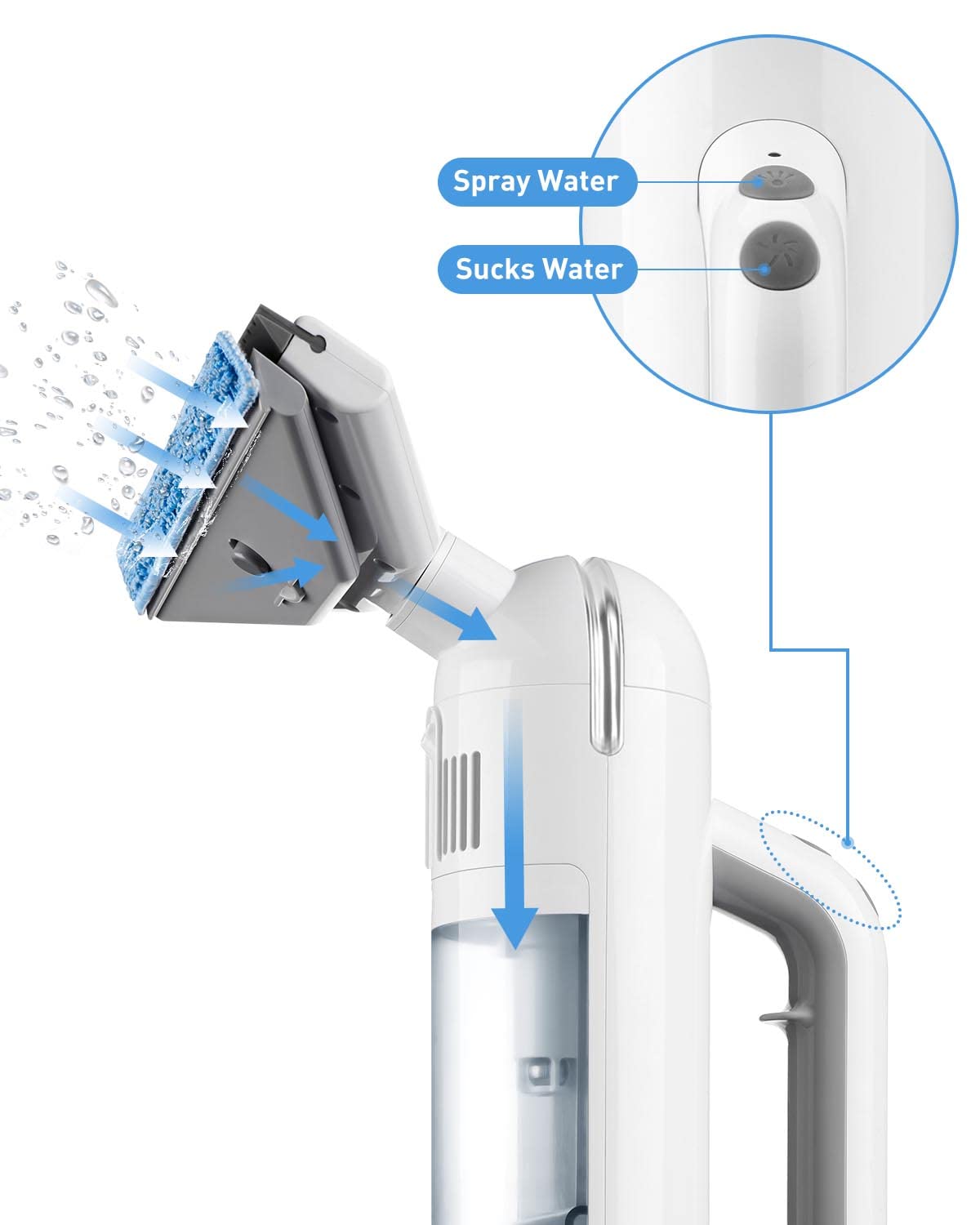 Window Vacuum Squeegee, Cordless Window Vacuum 3 in 1 Window Vac Window Vacuum Cleaning Tool with 260ml Water Tank for Glass Doors Shower Car Window Mirror