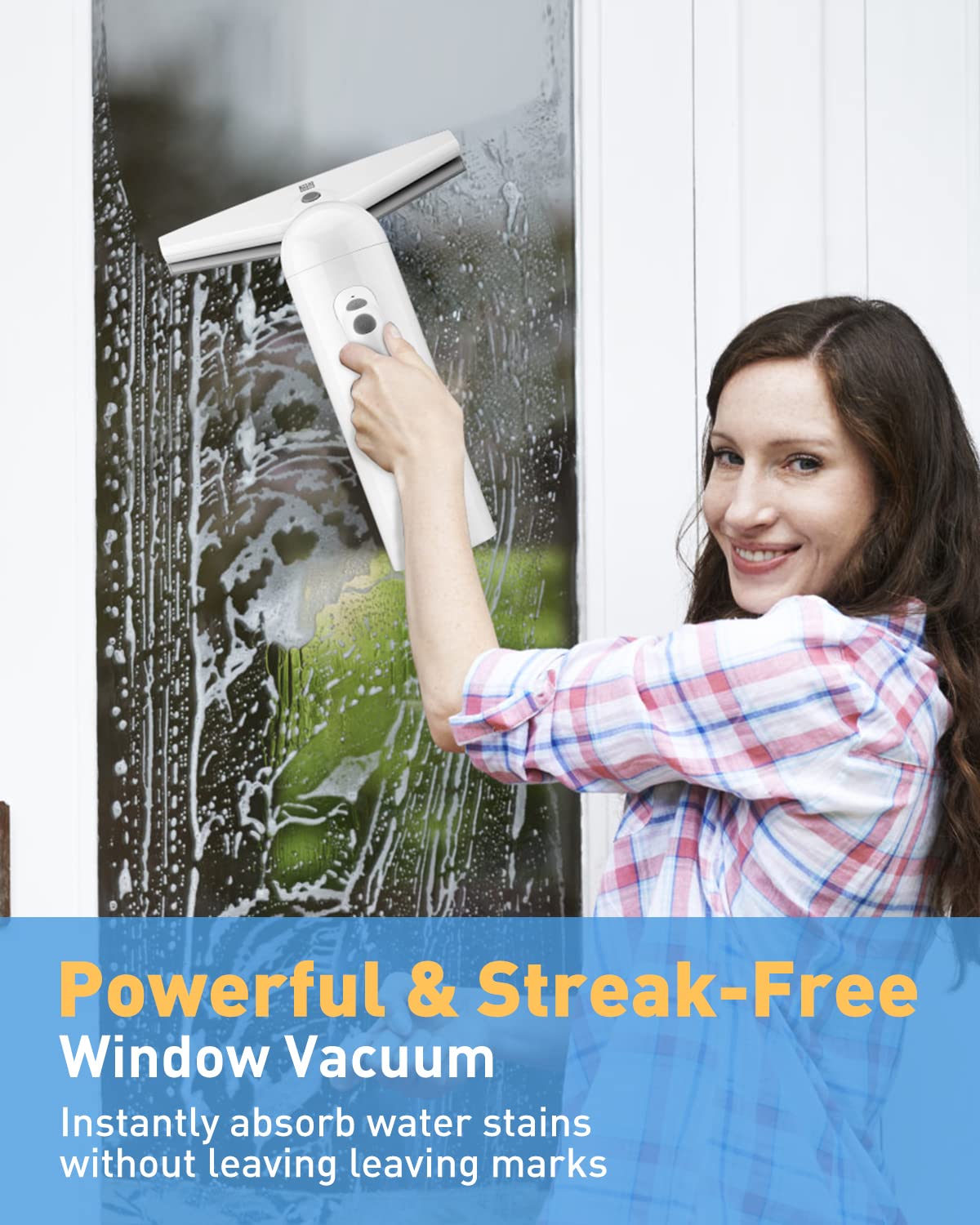 Window Vacuum Squeegee, Cordless Window Vacuum 3 in 1 Window Vac Window Vacuum Cleaning Tool with 260ml Water Tank for Glass Doors Shower Car Window Mirror