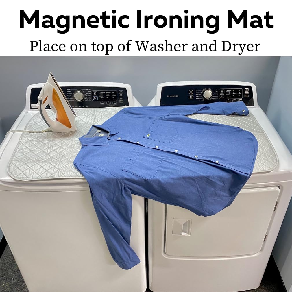 Evelots Ironing Mat Pad for Top of Washer, Dryer, Table - Portable Iron Board Replacement - 8 Strong Magnets - Heat Resistant - Extra Long 48 Inches