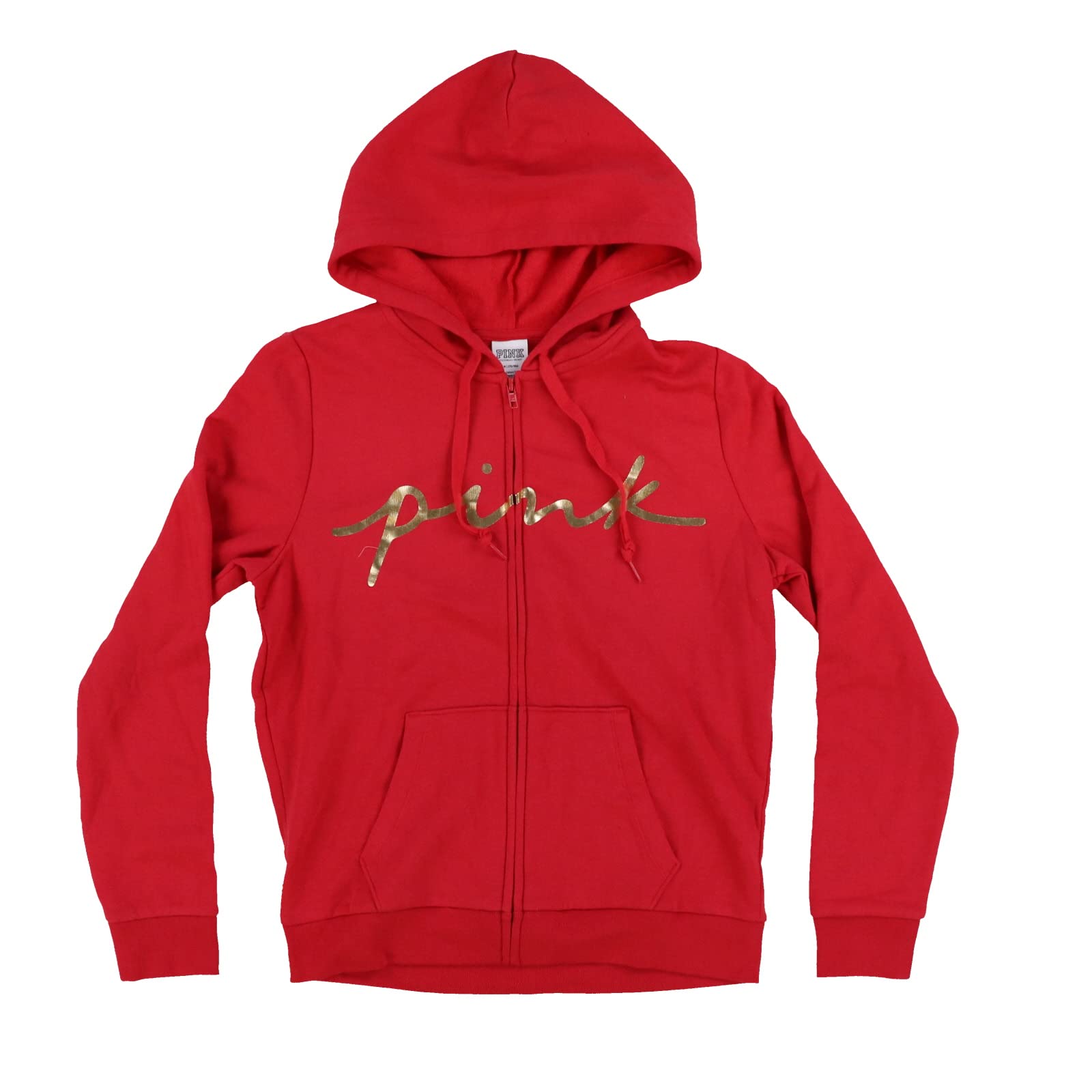 Victoria's Secret Pink Full Zip Logo Hoodie (XL, Red)