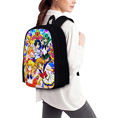 3D Anime Backpack Cartoon Backpacks 17in Bookbag Anime Laptop Daypack Matching Pencil Case Set Color S1
