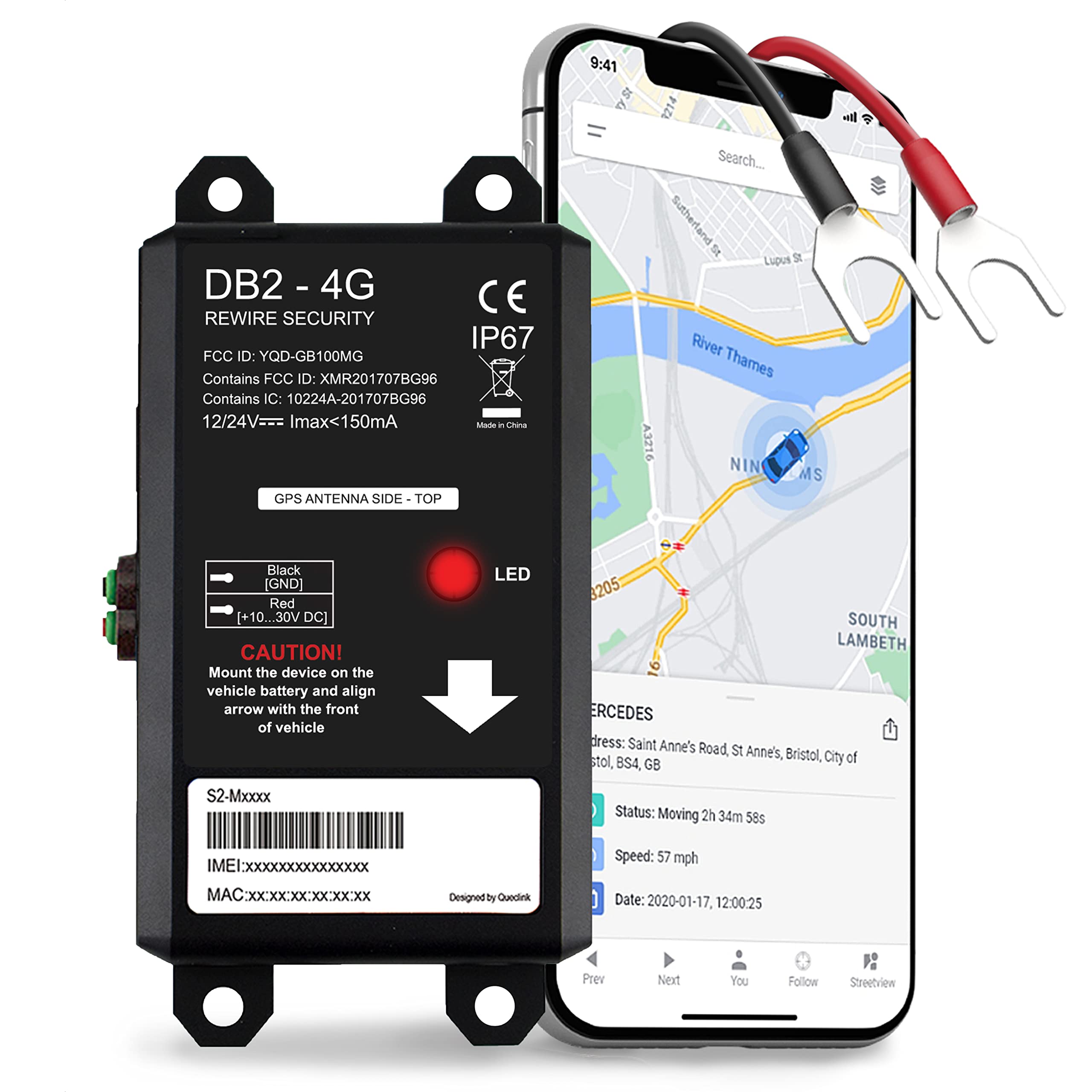 REWIRE SECURITY GPS Vehicle Tracker - DB2 Hard-Wired Tracking Device | Personal & Business Use | 24/7 Real-Time Location Monitoring for Car, Truck & Van, US & Worldwide | Low-Cost Monthly Subscription