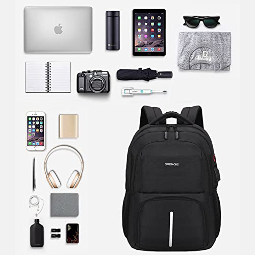Backpack for Men, School Backpack For Traveling with USB Charging Port, Durable, Waterproof & Anti Theft 16 In Laptop Backpack for College Students, Business Computer Work Daily Daypack, Black