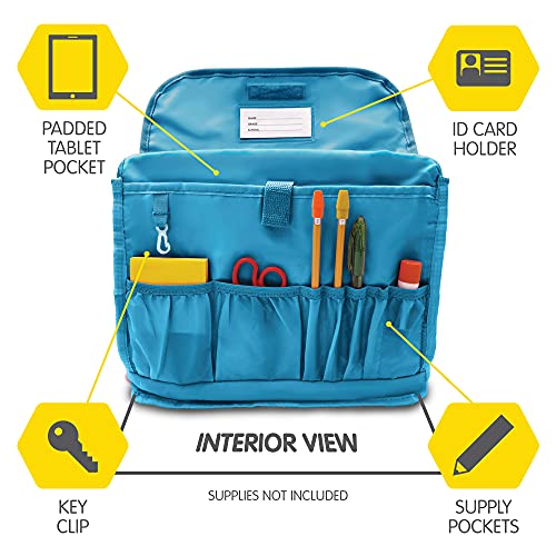 Bixbee Kids Backpack, Water Resistant Backpack for Girls & Boys with Pockets, Durable Zippers & Easy Carry Design-Perfect Size Children's Bookbag for School & Travel in Sparkalicious Turquoise-Medium