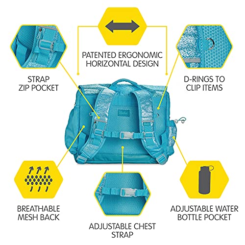 Bixbee Kids Backpack, Water Resistant Backpack for Girls & Boys with Pockets, Durable Zippers & Easy Carry Design-Perfect Size Children's Bookbag for School & Travel in Sparkalicious Turquoise-Medium