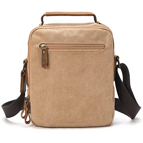 Jack&Chris Canvas Messenger Bag for Men, Man Purse Crossbody Bags for Work Business,JC5207-CANVAS-Brown