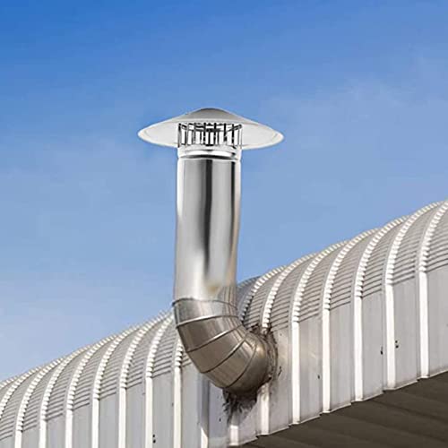 HOFFTI Stainless Steel Chimney Cap, Roof Windproof Rain Cap Mushroom Shaped Hood Kitchen Hood Exhaust Pipe Smoke Cap, Anti Downdraught Bird Guard Top Chimney Cowl Cap (Size : 125mm)