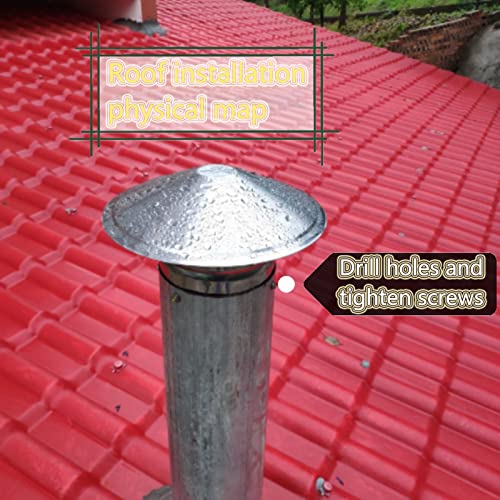 HOFFTI Stainless Steel Chimney Cap, Roof Windproof Rain Cap Mushroom Shaped Hood Kitchen Hood Exhaust Pipe Smoke Cap, Anti Downdraught Bird Guard Top Chimney Cowl Cap (Size : 125mm)