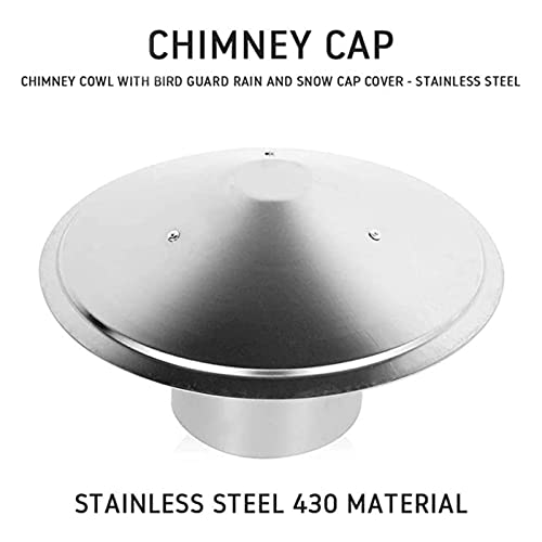 HOFFTI Stainless Steel Chimney Cap, Roof Windproof Rain Cap Mushroom Shaped Hood Kitchen Hood Exhaust Pipe Smoke Cap, Anti Downdraught Bird Guard Top Chimney Cowl Cap (Size : 125mm)