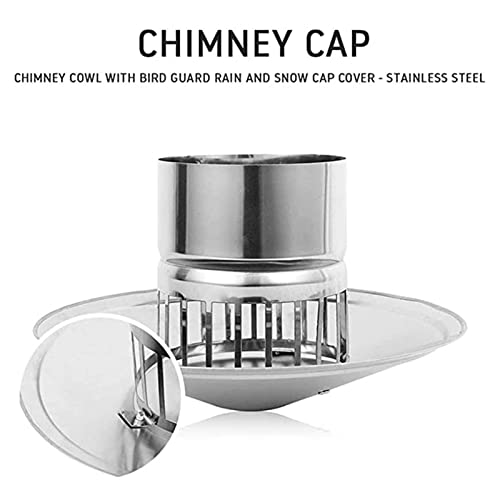 HOFFTI Stainless Steel Chimney Cap, Roof Windproof Rain Cap Mushroom Shaped Hood Kitchen Hood Exhaust Pipe Smoke Cap, Anti Downdraught Bird Guard Top Chimney Cowl Cap (Size : 125mm)