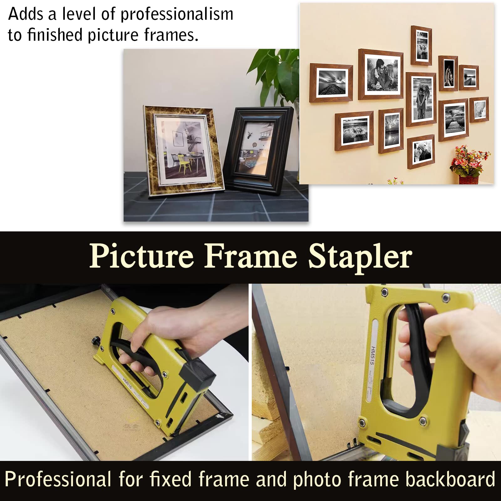 Point Drivers for Picture Framing, Picture Frame Stapler Point Driver Gun with 1000 Points for Joiner DIY - Picture Frame Backing Stapler