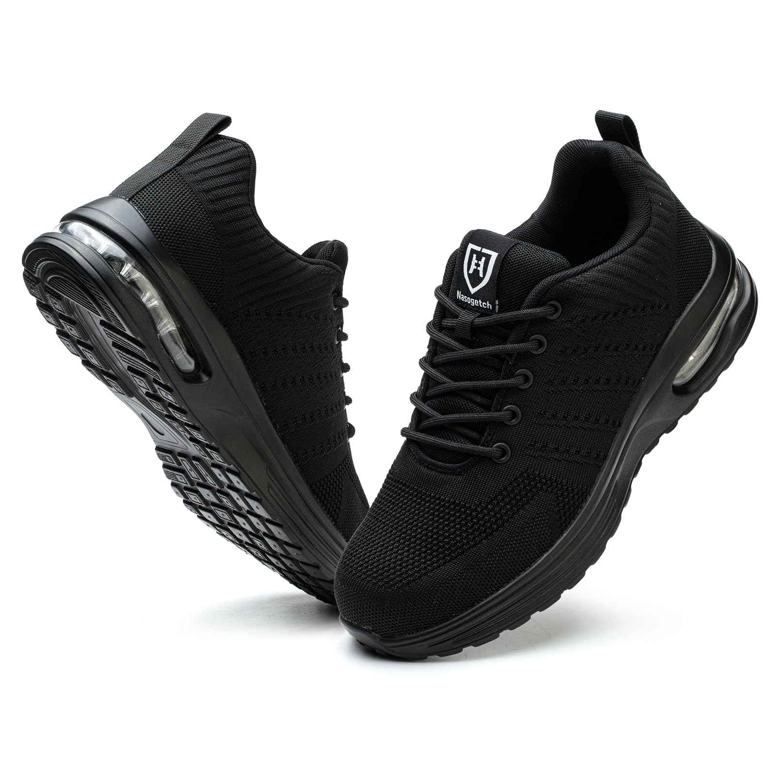 SOGETCH Steel Toe Shoes for Men Women Lightweight Comfortable Work Shoes Indestructible Slip Resistant Safety Shoes for Construction Black 11.5 US Women/10 US Men CN 43