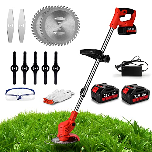 Cordless Weed Wacker,Battery Powered Weed Wacker 3 in 1 Rechargeable Weed Wacker Electric for Lawn Garden Yard, Includes 2 * 3.aH Batteries