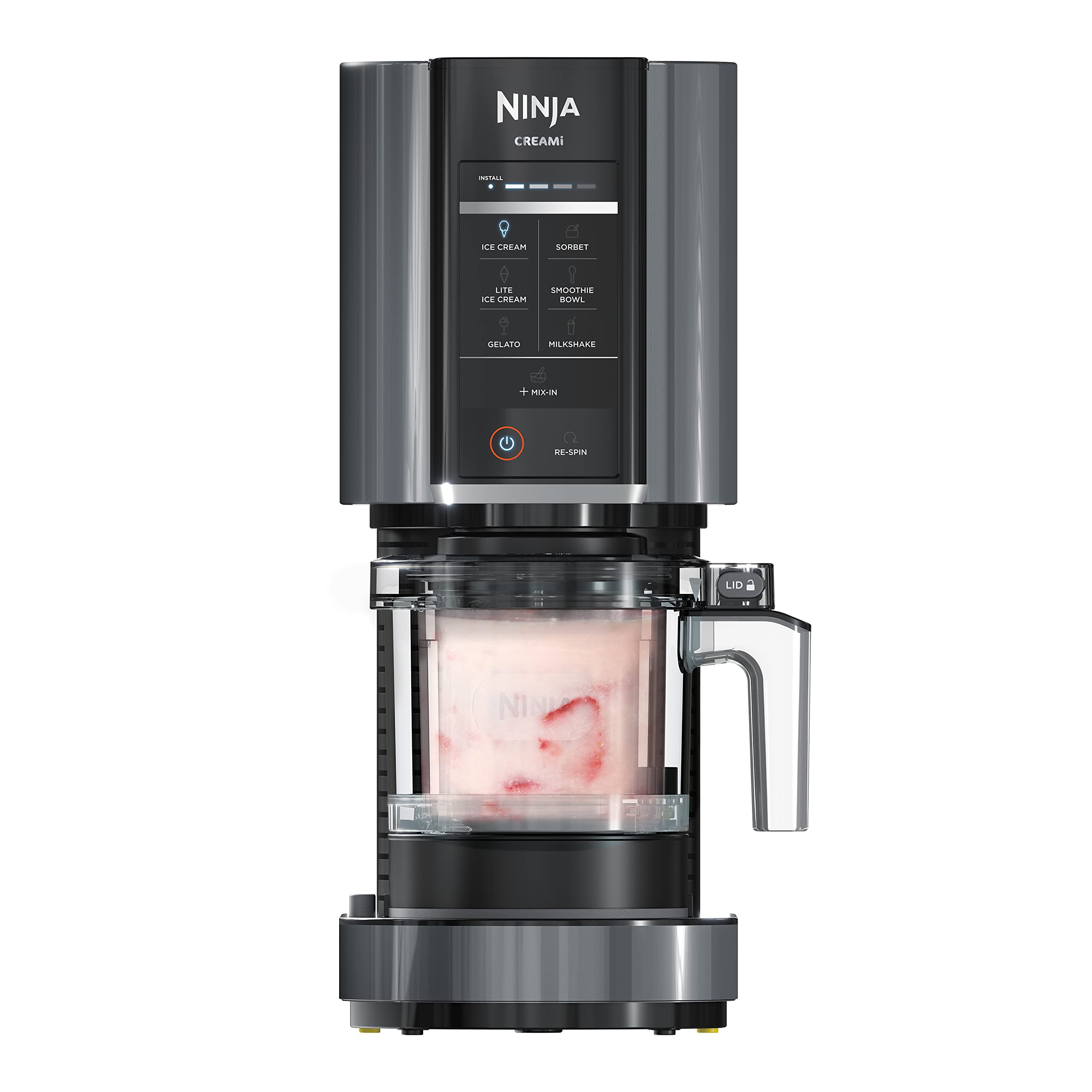 Ninja NC299AMZ CREAMi Ice Cream Maker, Matte Black & XSKPLID2CD Pints 2 Pack, Compatible with NC299AMZ & NC300s Series Creami Ice Cream Makers, BPA-Free & Dishwasher Safe, Lime & Aqua Lids, 1