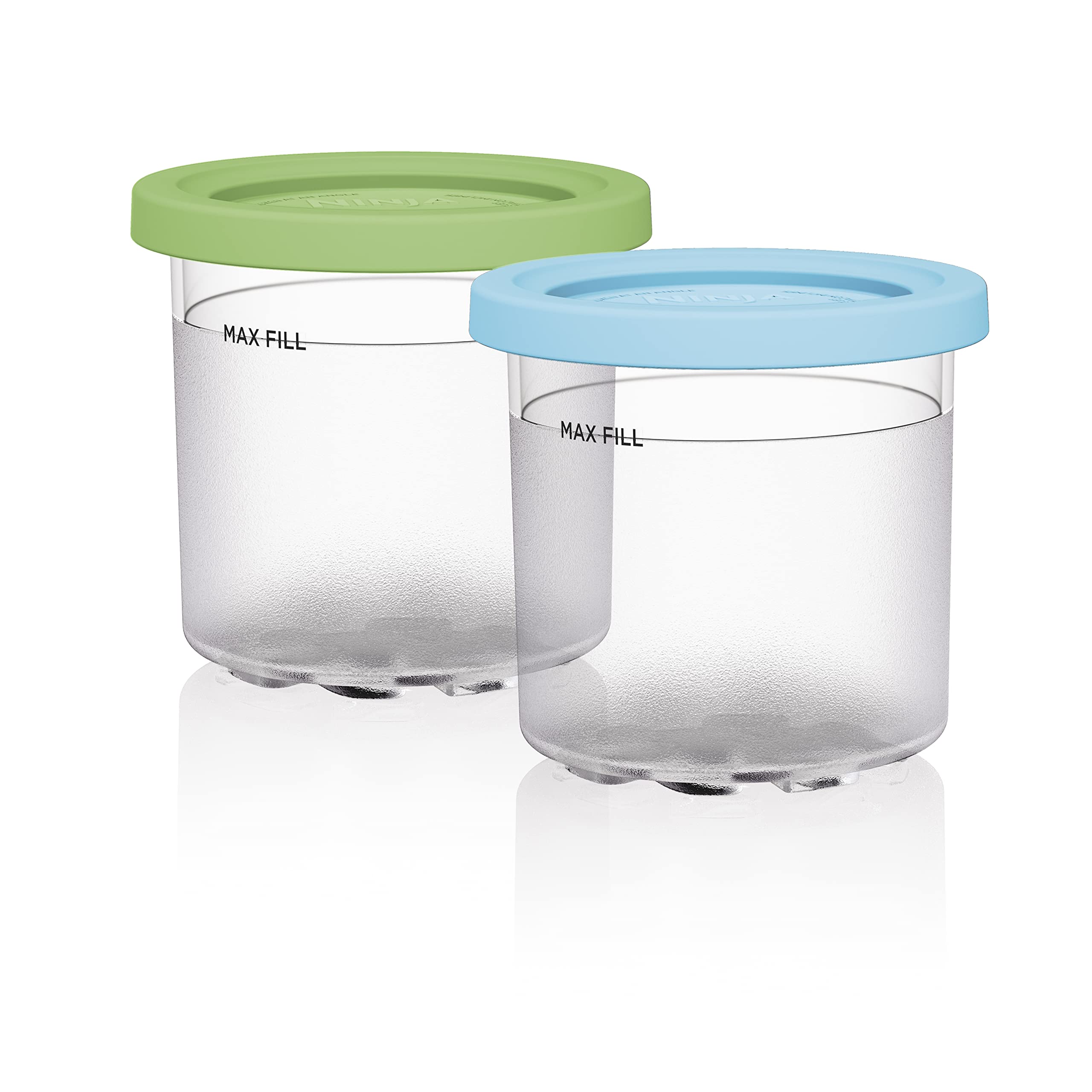 Ninja NC299AMZ CREAMi Ice Cream Maker, Matte Black & XSKPLID2CD Pints 2 Pack, Compatible with NC299AMZ & NC300s Series Creami Ice Cream Makers, BPA-Free & Dishwasher Safe, Lime & Aqua Lids, 1