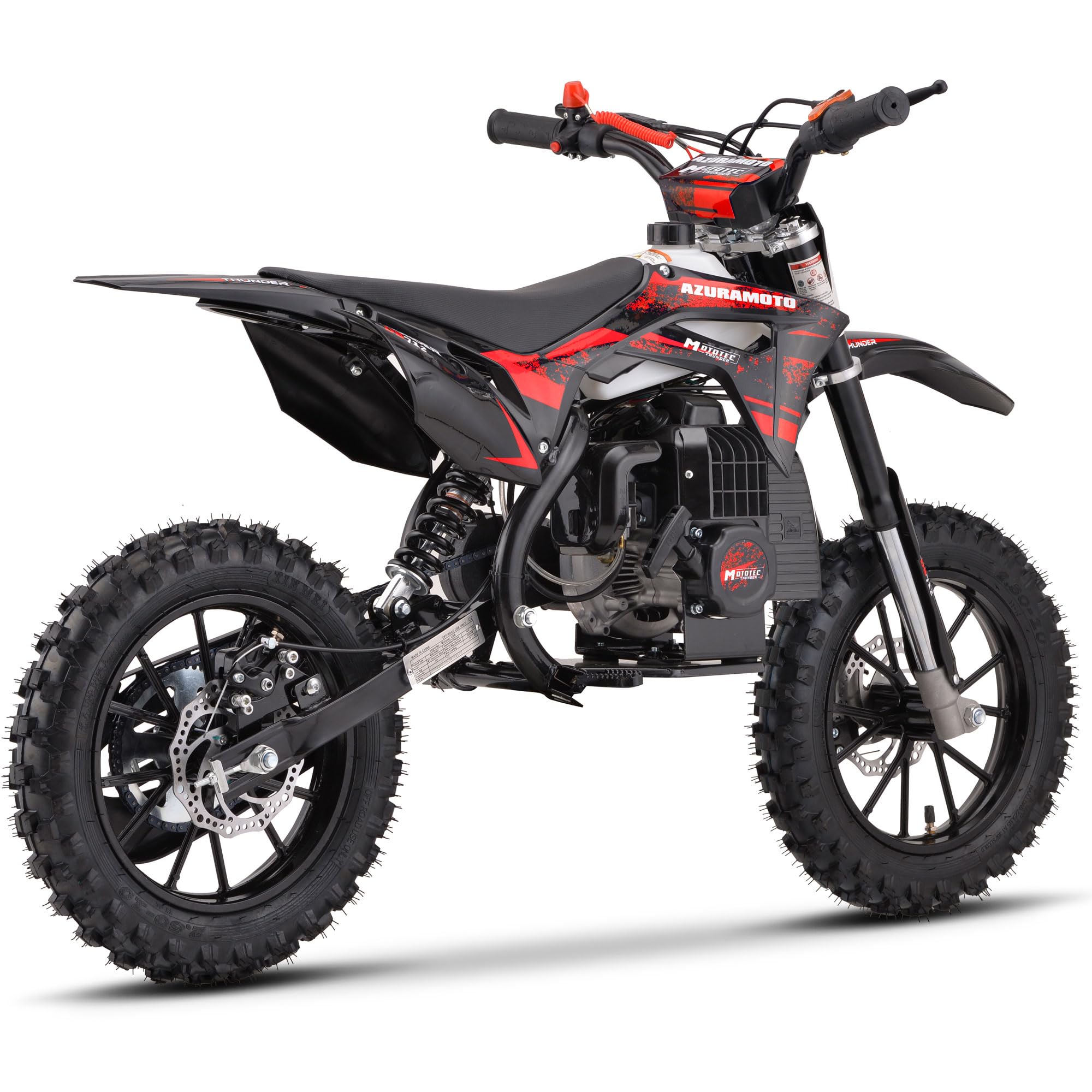MotoTec Thunder 50cc 2-Stroke Kids Gas Dirt Bike Red