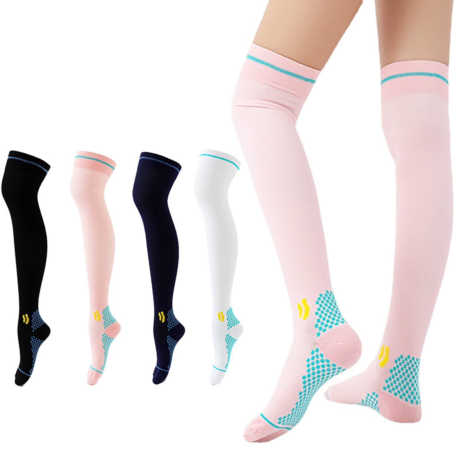 Willing Life Compression Socks for Women Men Over Knee Compression Stockings Best Support for Sports Nurse Travel Running Socks 4 Pack