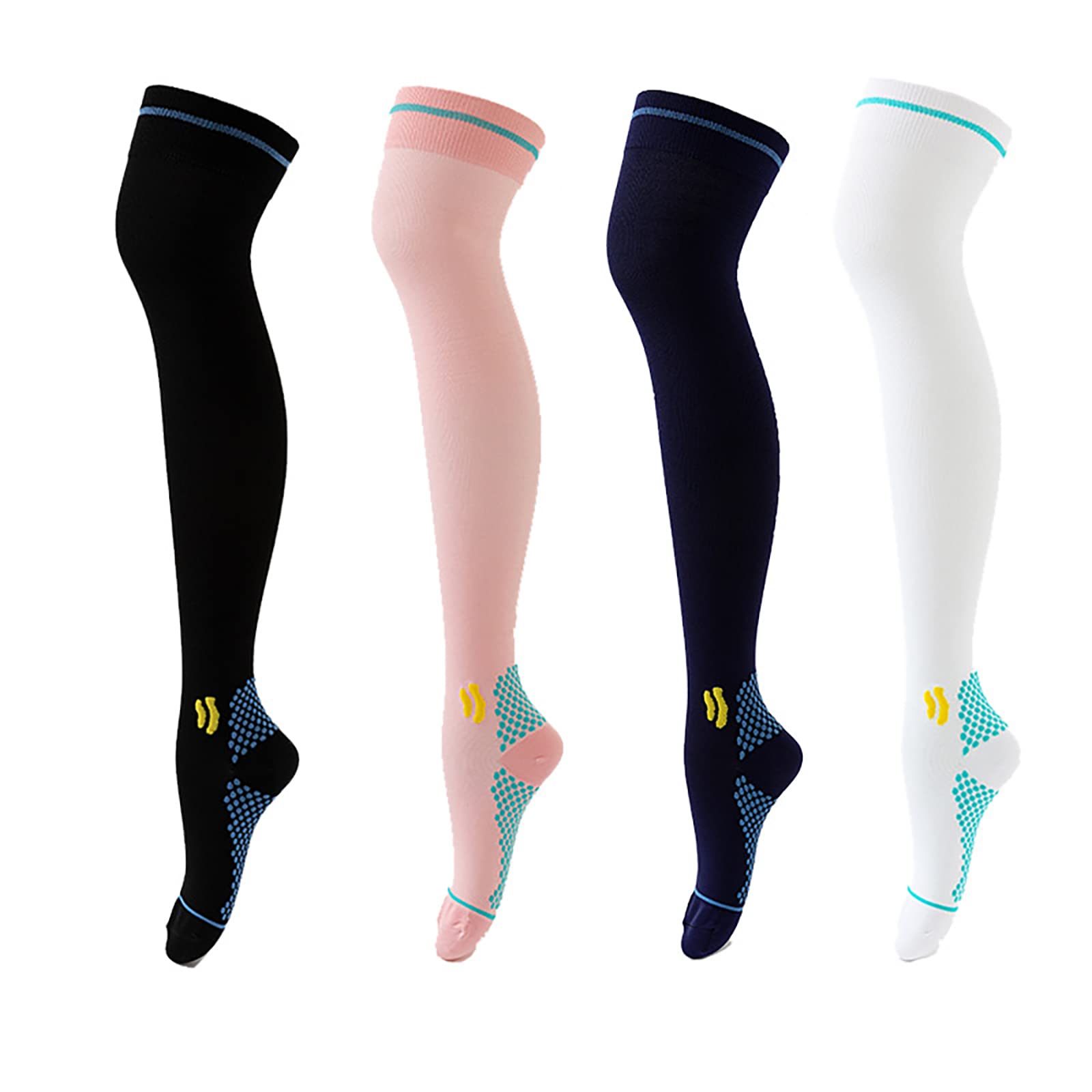 Willing Life Compression Socks for Women Men Over Knee Compression Stockings Best Support for Sports Nurse Travel Running Socks 4 Pack