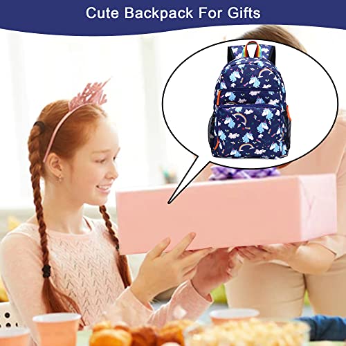 Kemy's Toddler Backpack for Girls Boys, Water Resistant Preschool Kids Backpacks, Cute Lightweight Girls Backpack(Blue Unicorn)