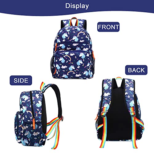 Kemy's Toddler Backpack for Girls Boys, Water Resistant Preschool Kids Backpacks, Cute Lightweight Girls Backpack(Blue Unicorn)