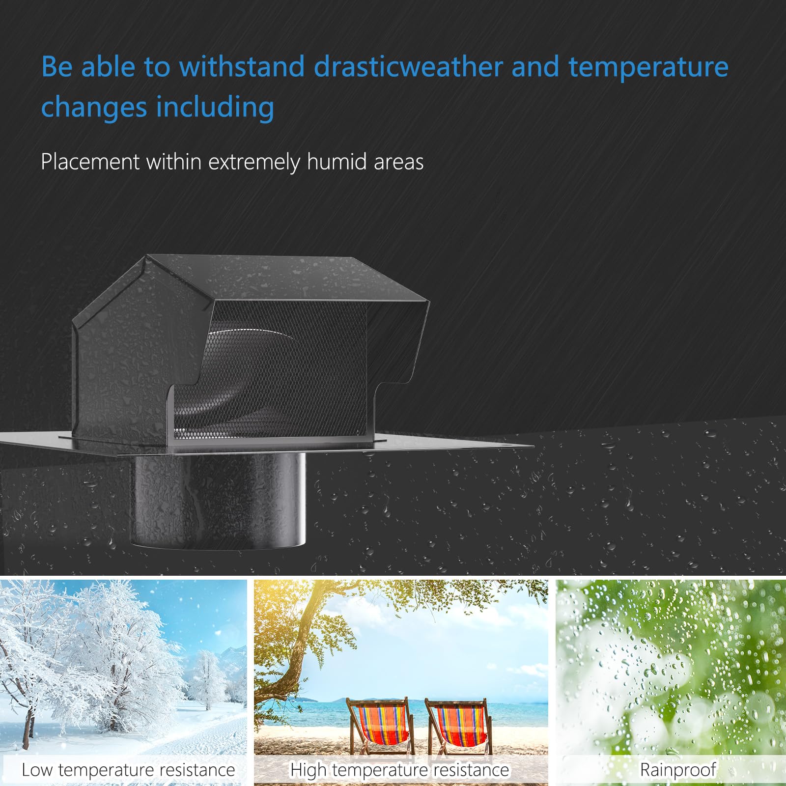 Roof Vent Cap - Hon&Guan Roof Vents 4 Inch Galvanized Steel Bathroom 4 Roof Exhaust Vent for Ventilation System-with Damper, Black