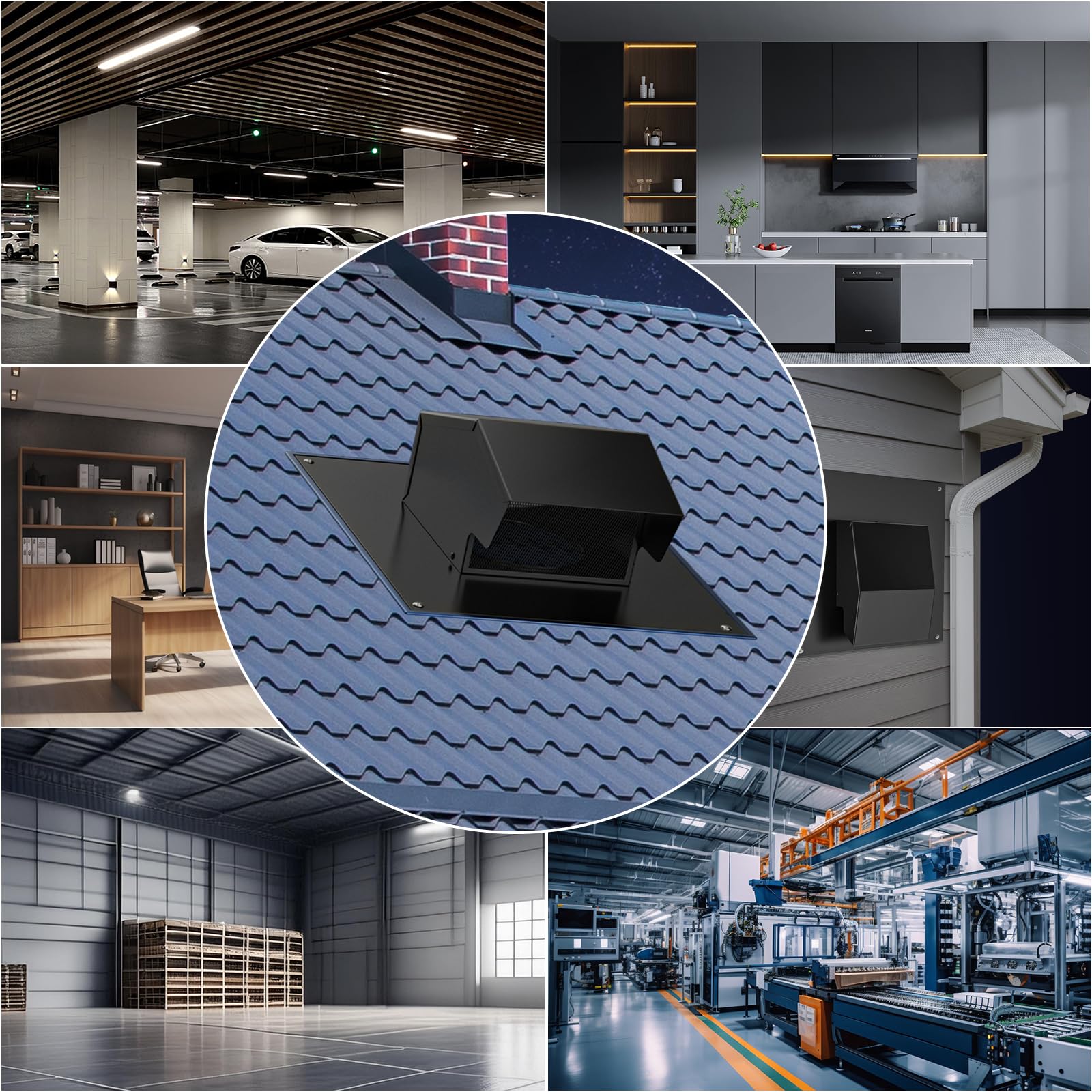 Roof Vent Cap - Hon&Guan Roof Vents 4 Inch Galvanized Steel Bathroom 4 Roof Exhaust Vent for Ventilation System-with Damper, Black
