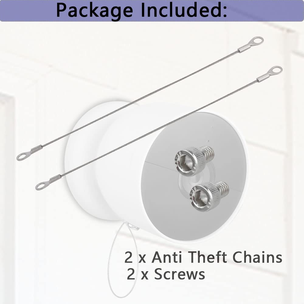 OYOCAM Anti Theft and Anti-Drop Security Chain Compatible with Google Nest Cam (Battery) Noorio B200 Arlo Ultra Pro 4/3 Anti-Theft Cable Protect Function, 2 Pack, Silver (Cam Not Included)