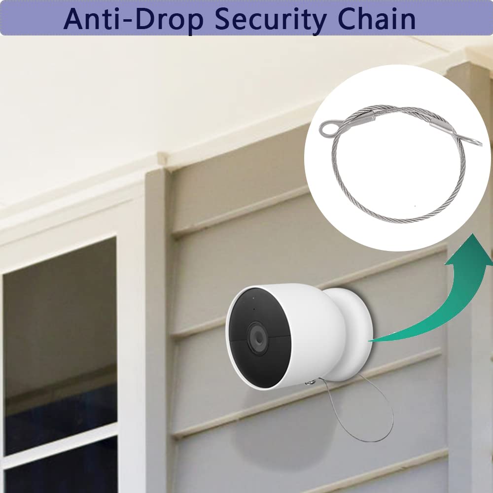 OYOCAM Anti Theft and Anti-Drop Security Chain Compatible with Google Nest Cam (Battery) Noorio B200 Arlo Ultra Pro 4/3 Anti-Theft Cable Protect Function, 2 Pack, Silver (Cam Not Included)