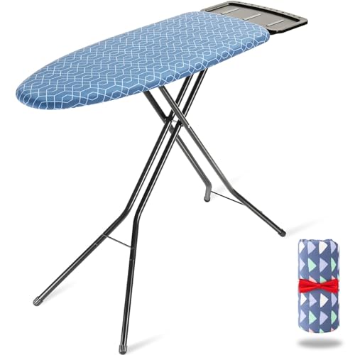 APEXCHASER Ironing Board with Iron Rest, 2 Heat Resistant Covers and Seven-Level Adjustable Heights, Space-Saving Iron Boards with Heavy Sturdy Metal Legs