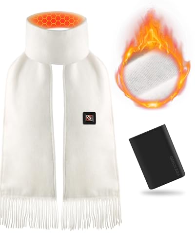 Heated Scarf for Women Men Rechargeable Christmas Birthday Gifts Ideas Unique Electric Sister Wife Best Friend Friendship Mom Mother Her Outdoor Girlfriend Thanksgiving Female Teacher Hiking White