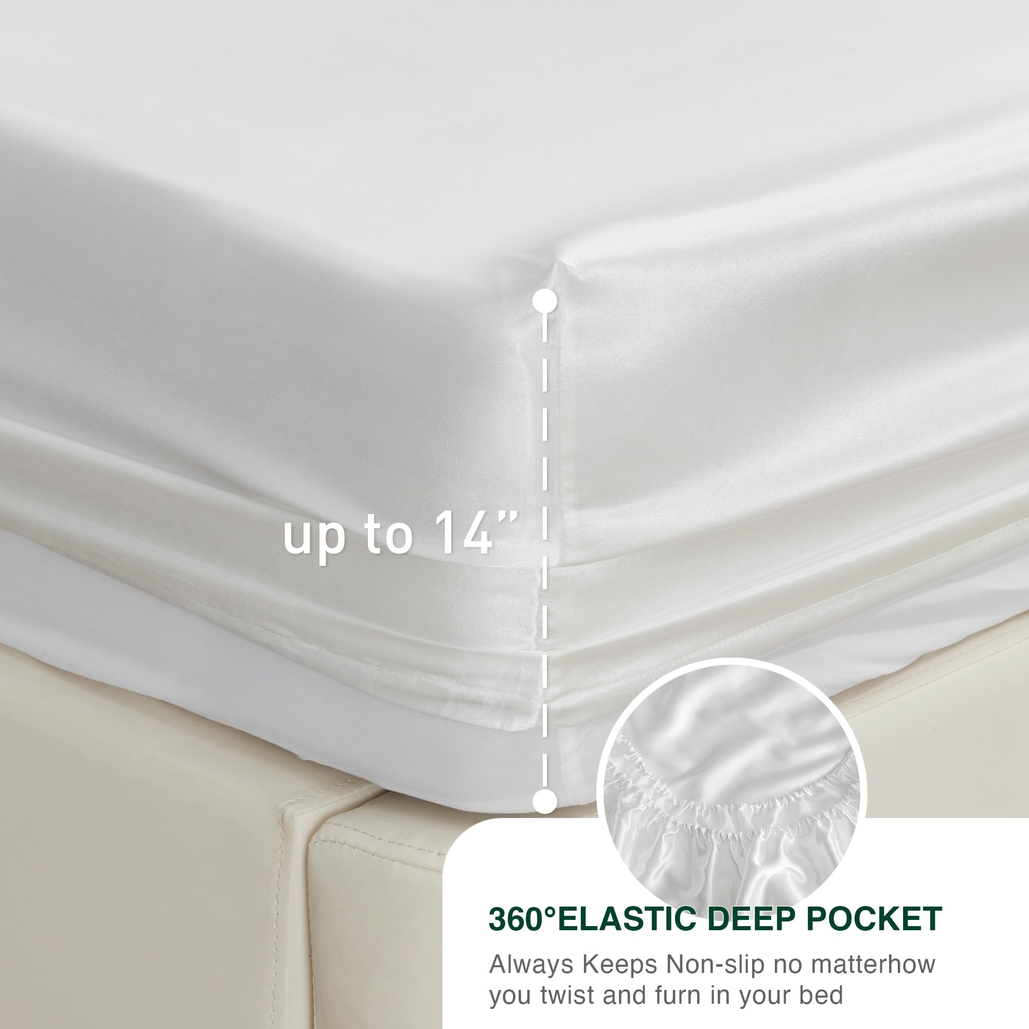 Love's cabin Twin Silky Soft Satin Bed Linen Set - 3 Piece with Deep Pockets, Luxury Satin Sheets, Wrinkle Resistant, Fits Mattresses up to 14''