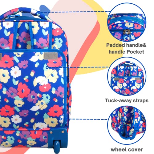 J World New York Sweep Laptop Rolling Backpack, Petals, 18"