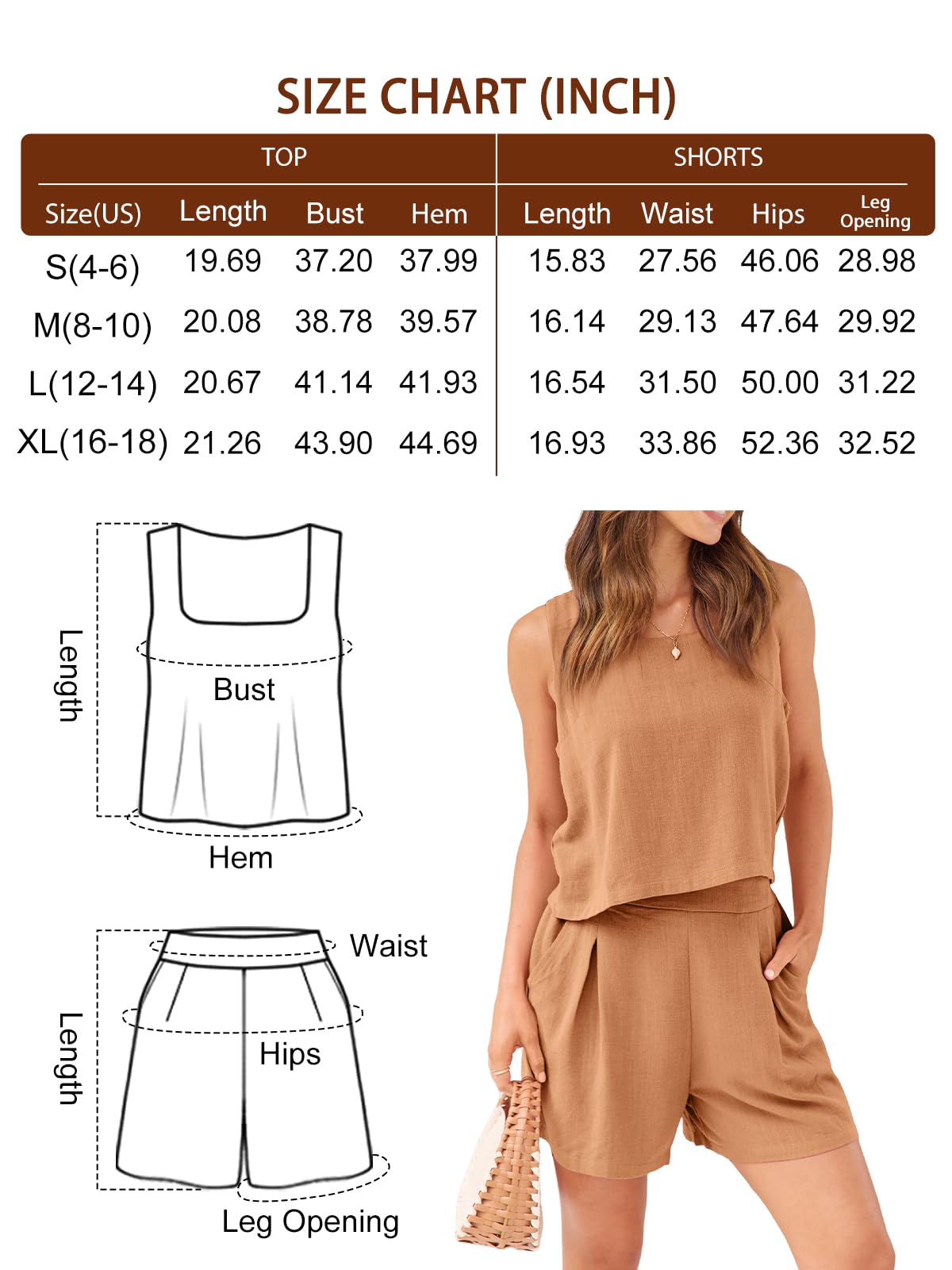 AUTOMET Womens Summer 2 Piece Outfits Vacation Casual Trendy Shorts Matching Sets Sleeveless Casual Linen Outfits 2024 Black M