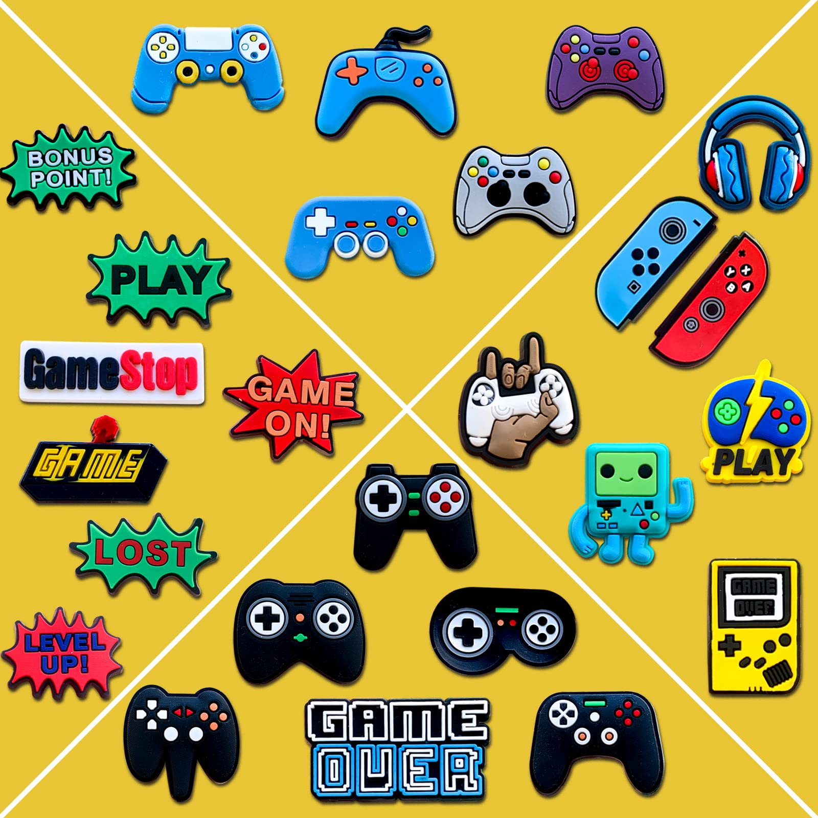 Euphaglaia 25 35Pcs Video Game Charms for Clog Shoes Decoration, Game Handle Charms Accessories for Adult Men (25)