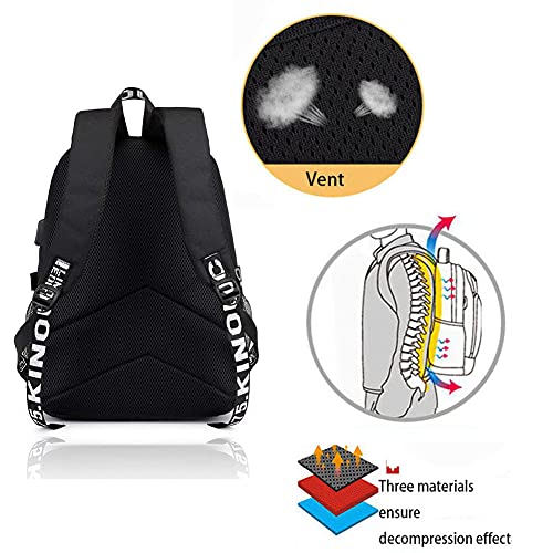 FDGDFG Love Printed Fashion Sport Hip Hop Backpack With USB Charging Port Backpack Student Unisex School Bag (black9)