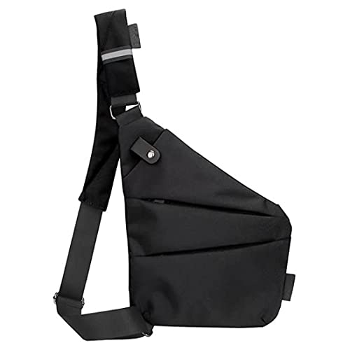 LELEBEAR Personal Flex Bag for Men Woman, Adjustable Shoulder Strap Anti-Theft Chest Bags for Outdoor Jogging Sports Waterproof (Black, Right)