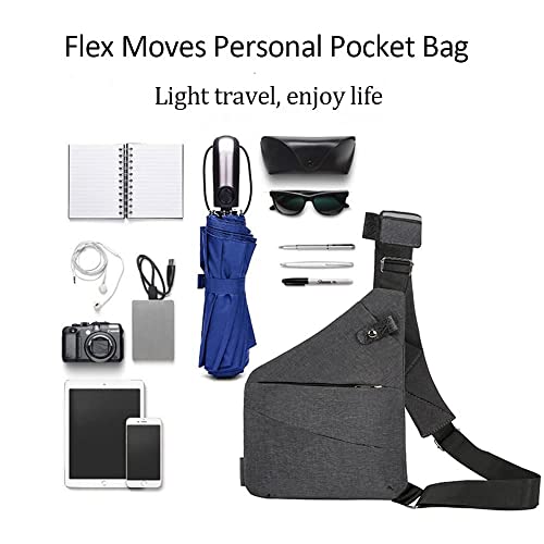 LELEBEAR Personal Flex Bag for Men Woman, Adjustable Shoulder Strap Anti-Theft Chest Bags for Outdoor Jogging Sports Waterproof (Black, Right)