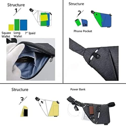 LELEBEAR Personal Flex Bag for Men Woman, Adjustable Shoulder Strap Anti-Theft Chest Bags for Outdoor Jogging Sports Waterproof (Black, Right)