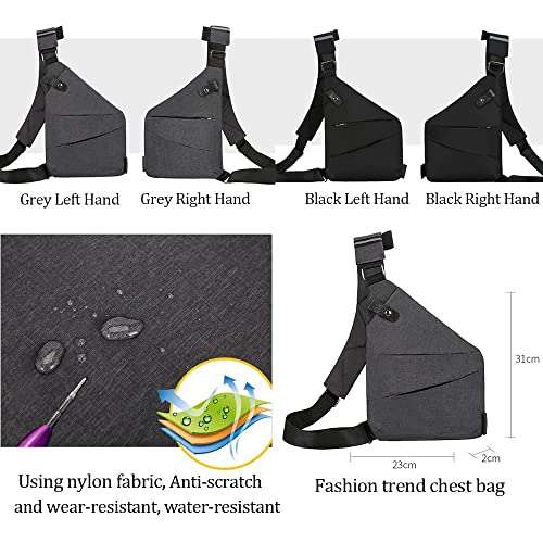 LELEBEAR Personal Flex Bag for Men Woman, Adjustable Shoulder Strap Anti-Theft Chest Bags for Outdoor Jogging Sports Waterproof (Black, Right)